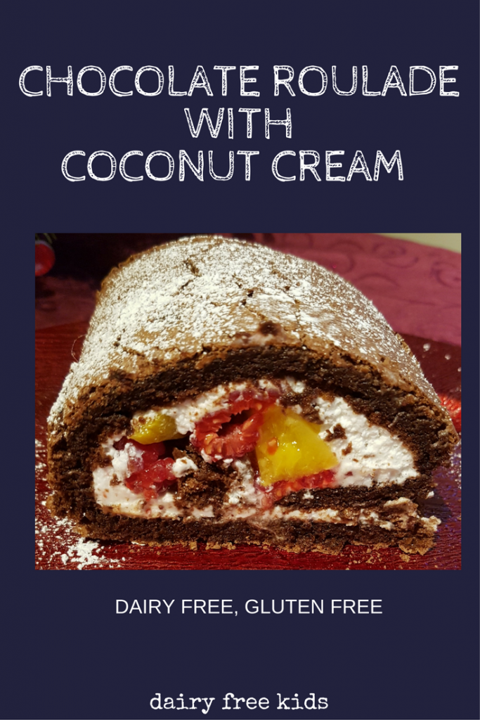 Decadent Chocolate Roulade with Coconut Cream - dairy free kids